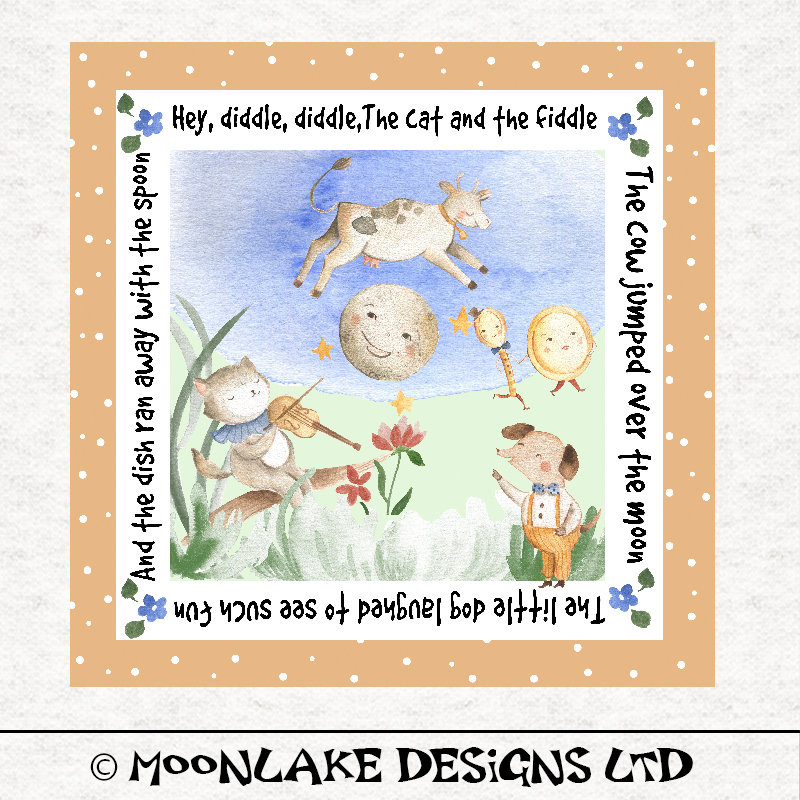 Hey Diddle Diddle Nursery Rhyme Fabric Craft Panels in 100% Cotton or ...