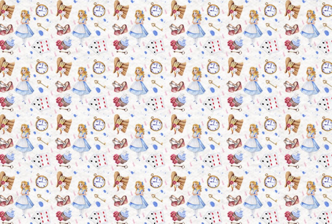 Fabric Alice in Wonderland, Repeating Pattern, 60x40cm, Fabric Craft ...