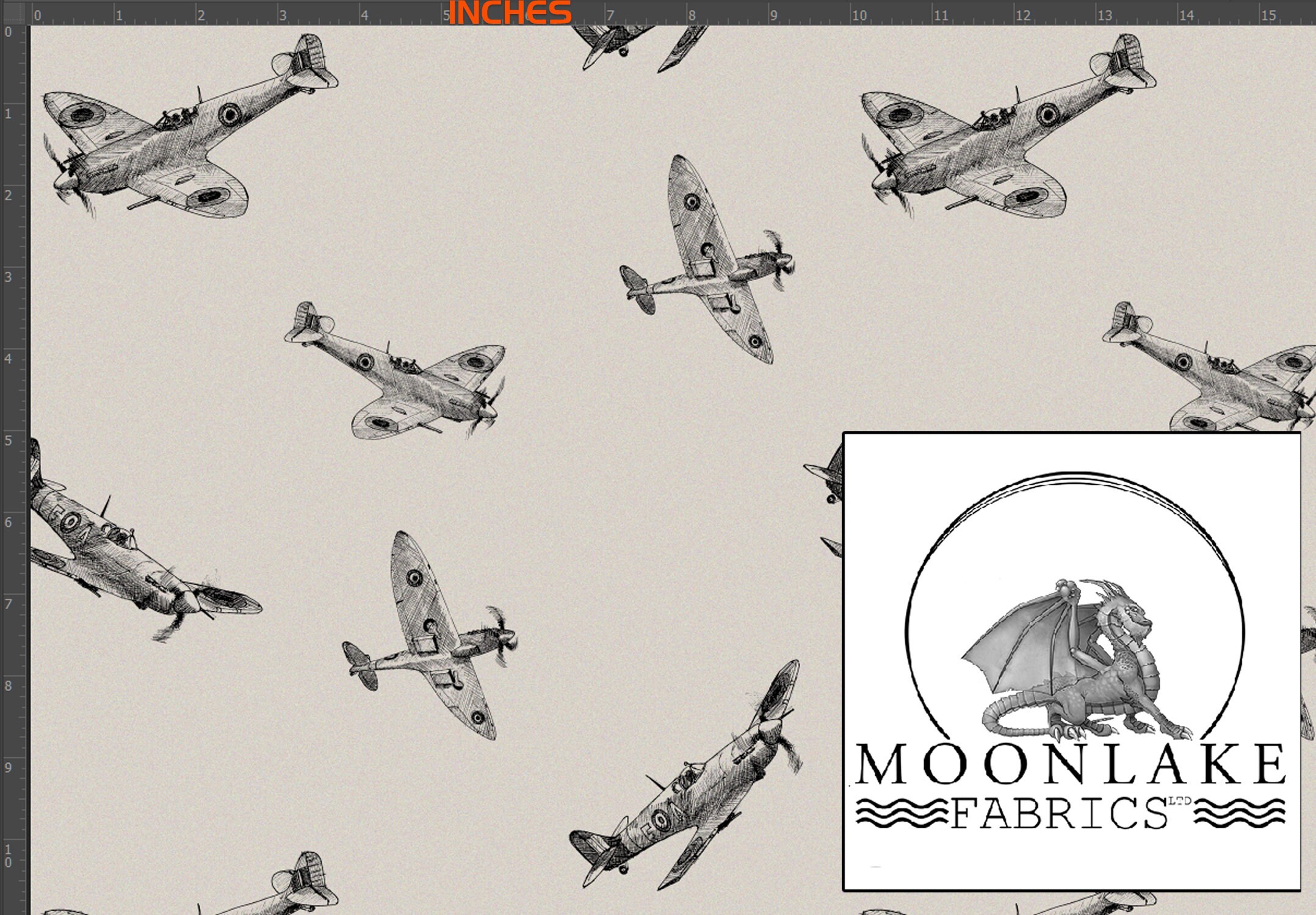 Spitfire Planes Sketch Style Fabric 100% Cotton 130gsm Poplin - Etsy