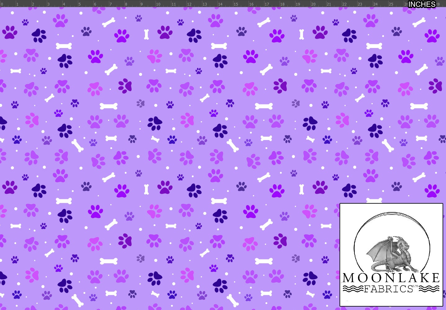 Dog Paw Prints With Bones in Purple Blends 100% Cotton 130gsm - Etsy
