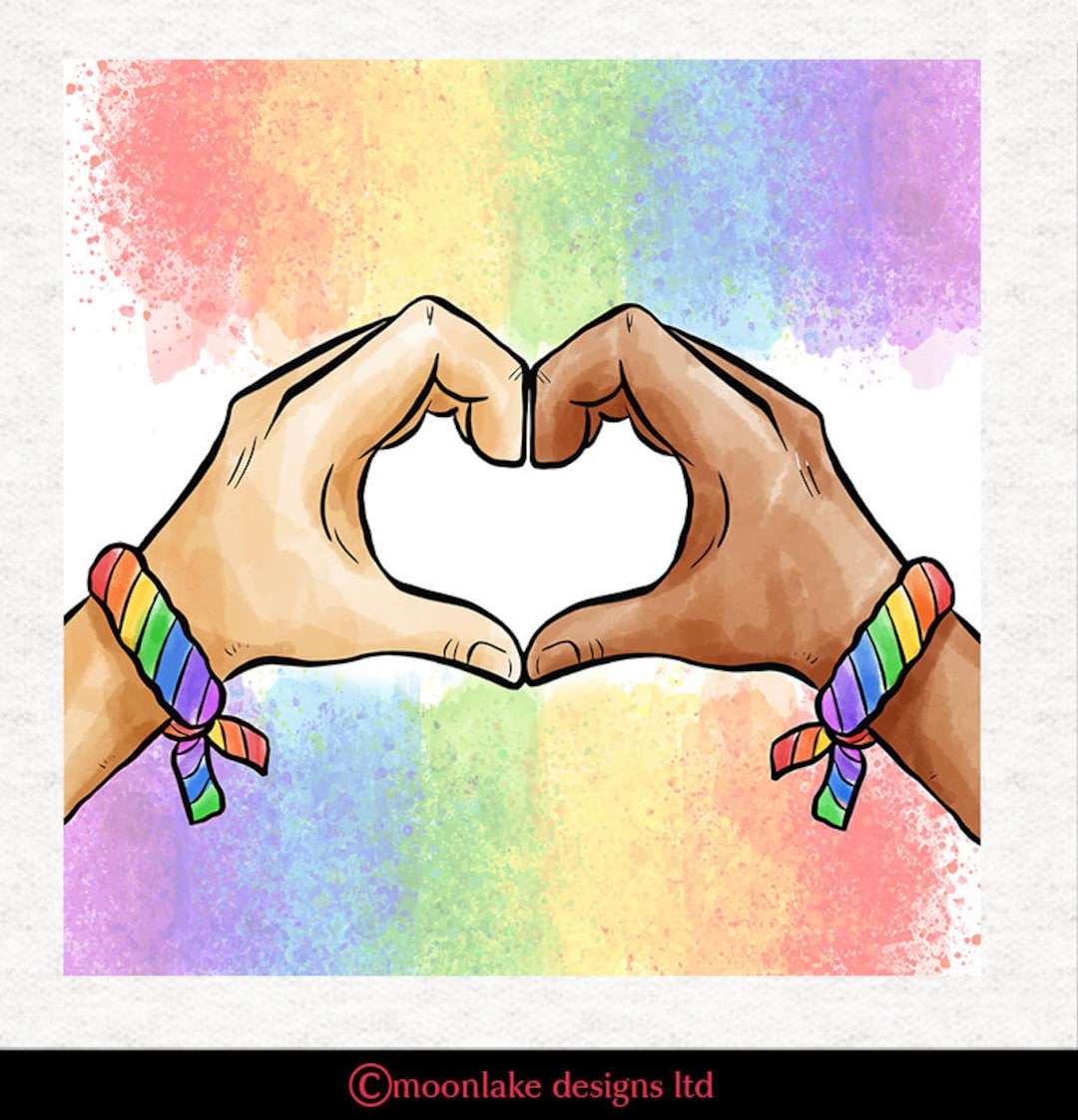 Gay Pride Lgbt Art Love Heart Hands Fabric Panel Sewing Craft Printed