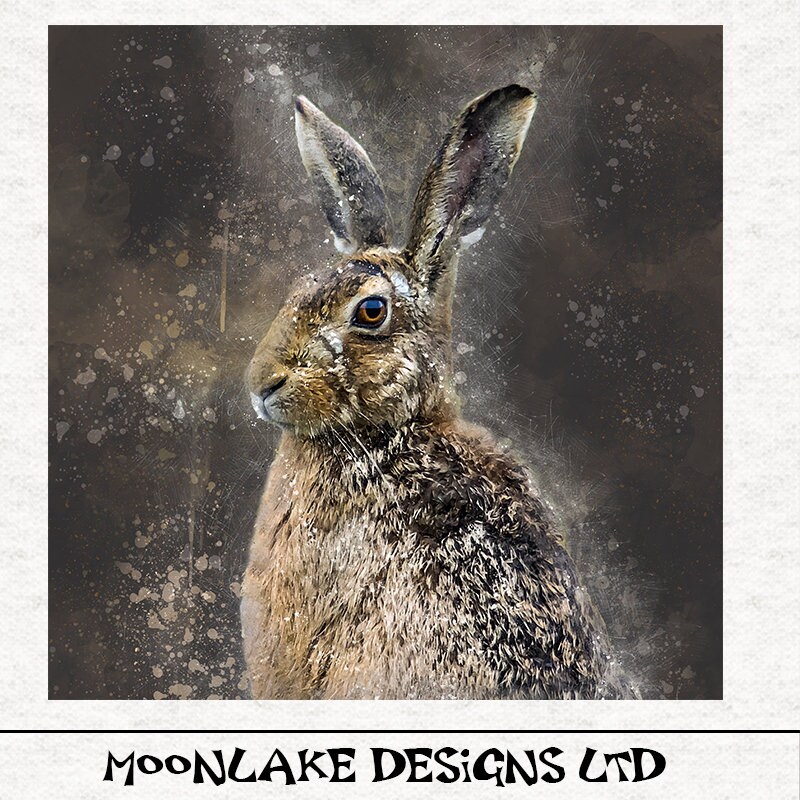 Hare , Dark Hare , Grunge Splatter |fabric Craft Panels 100% Cotton or ...