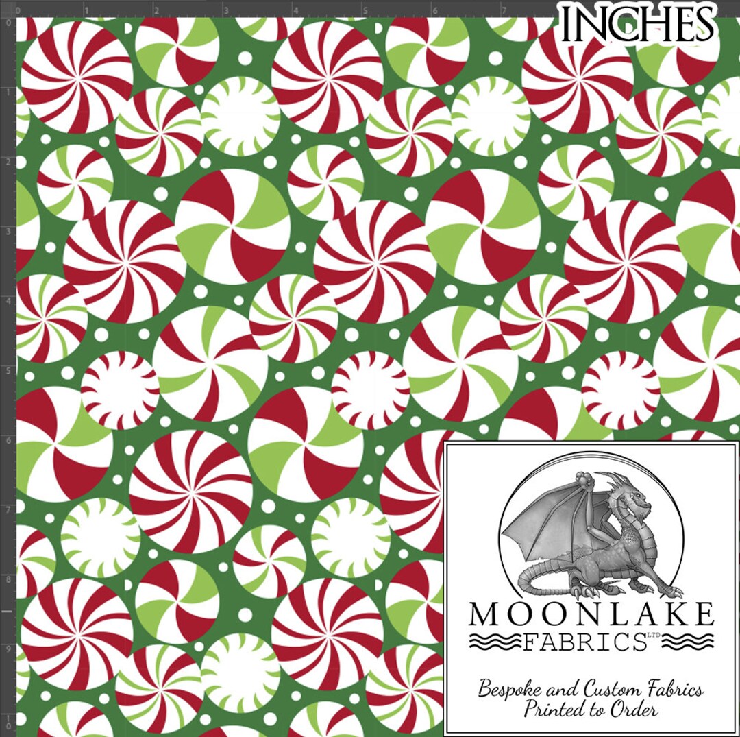Christmas Peppermint Candy Repeat Fabric 100% Natural Cotton 130 Gsm ...