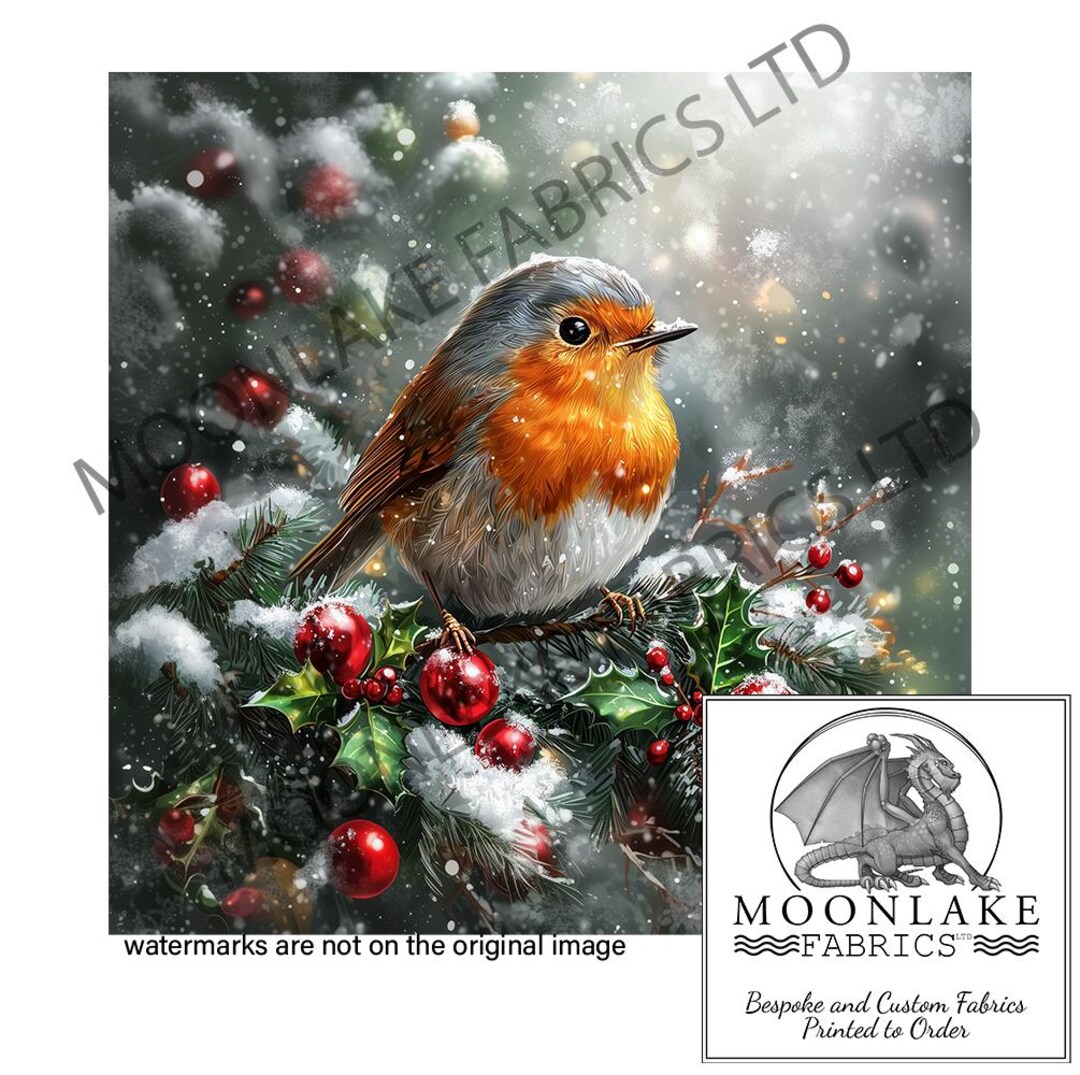 Robin Baubles and Holly Fabric Craft Panels in 100% Cotton or Polyester ...