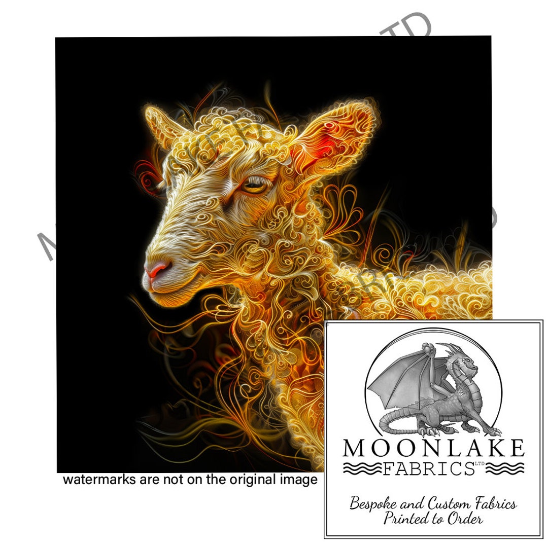 Lamb, Fractal Curly Lamb Portrait Fabric Craft Panels in 100% Cotton or ... Lamb, Fractal Curly Lamb Portrait Fabric Craft Panels in 100% Cotton or ...