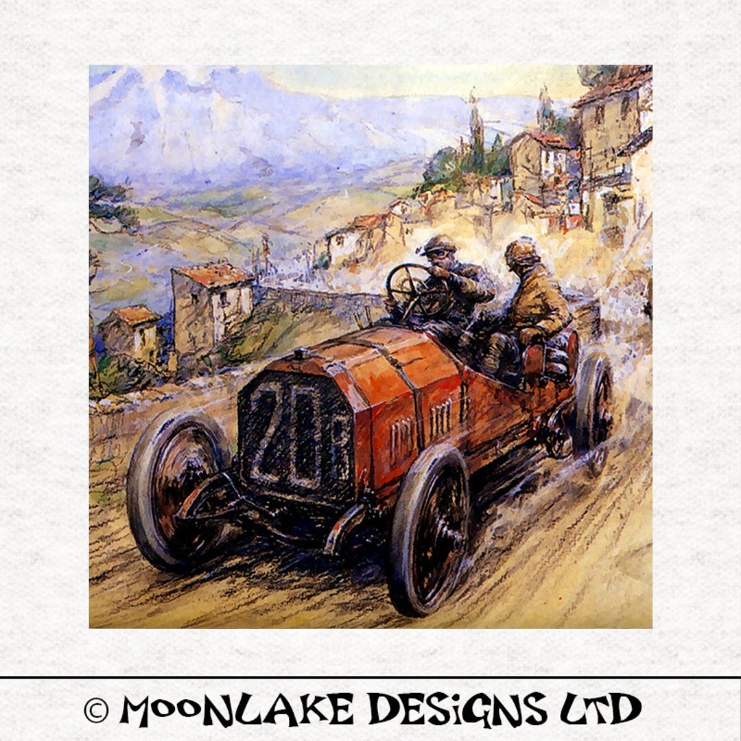 Vintage Racing Car Fabric Panel, Fabric |fabric Craft Panels in 100% ...