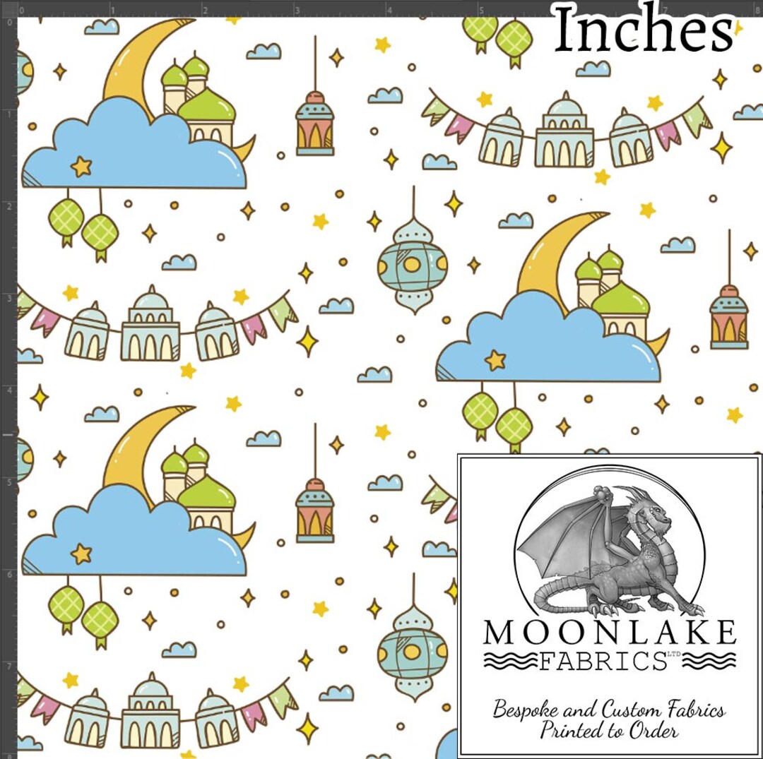 Ramadan Eid Pattern 100% Cotton 130gsm Sewing Fabric - Size: 111.39cm ...