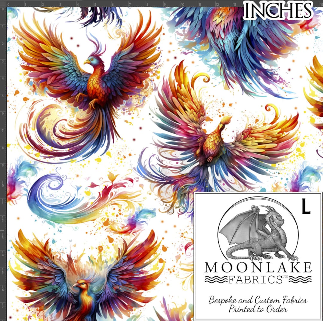 Phoenix Birds Cotton , Fabric 100% Natural Cotton 130 Gsm - Size: 111 ...