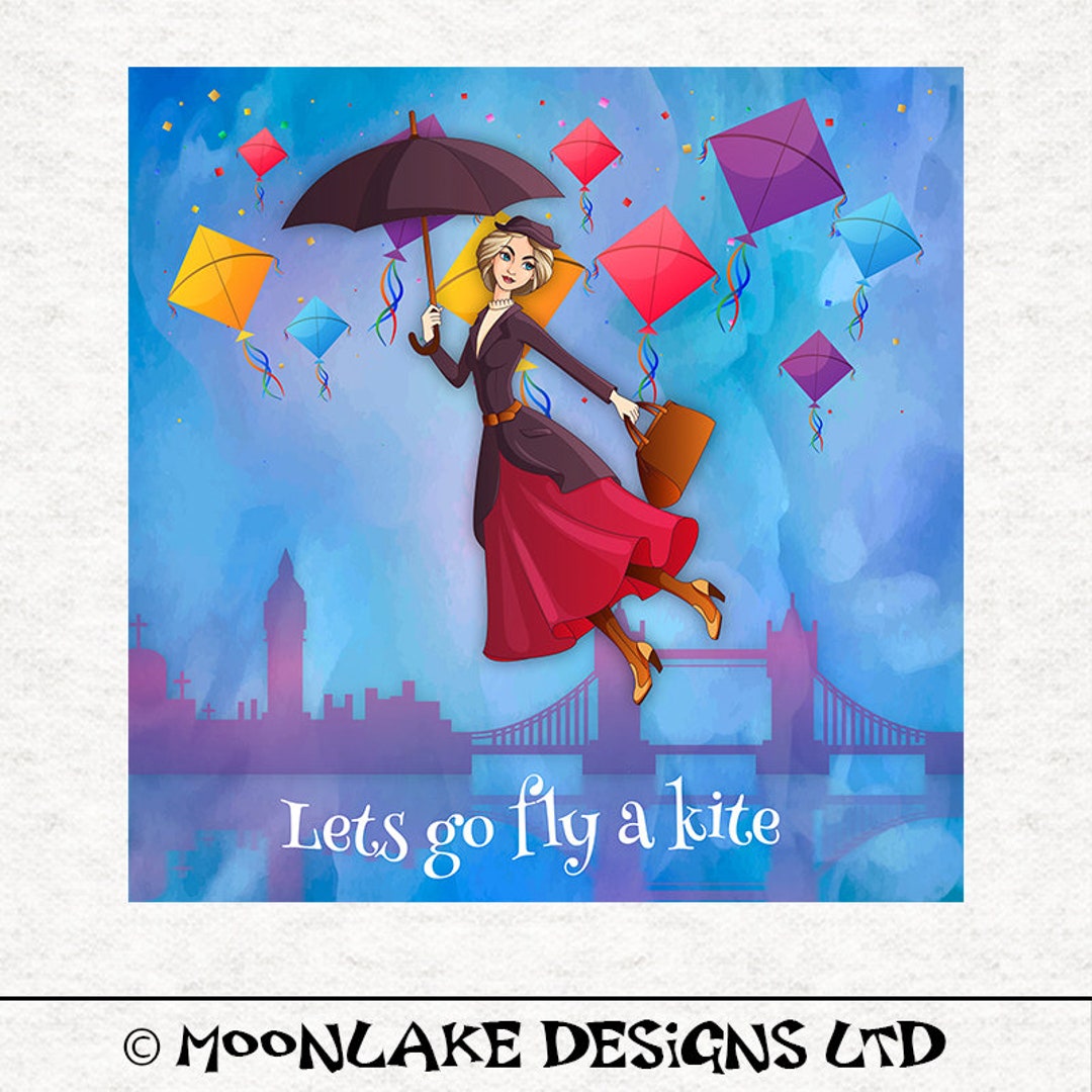 Mary Poppins, Lets Go Fly a Kite, Fabric Craft Panels 100% Cotton or ...