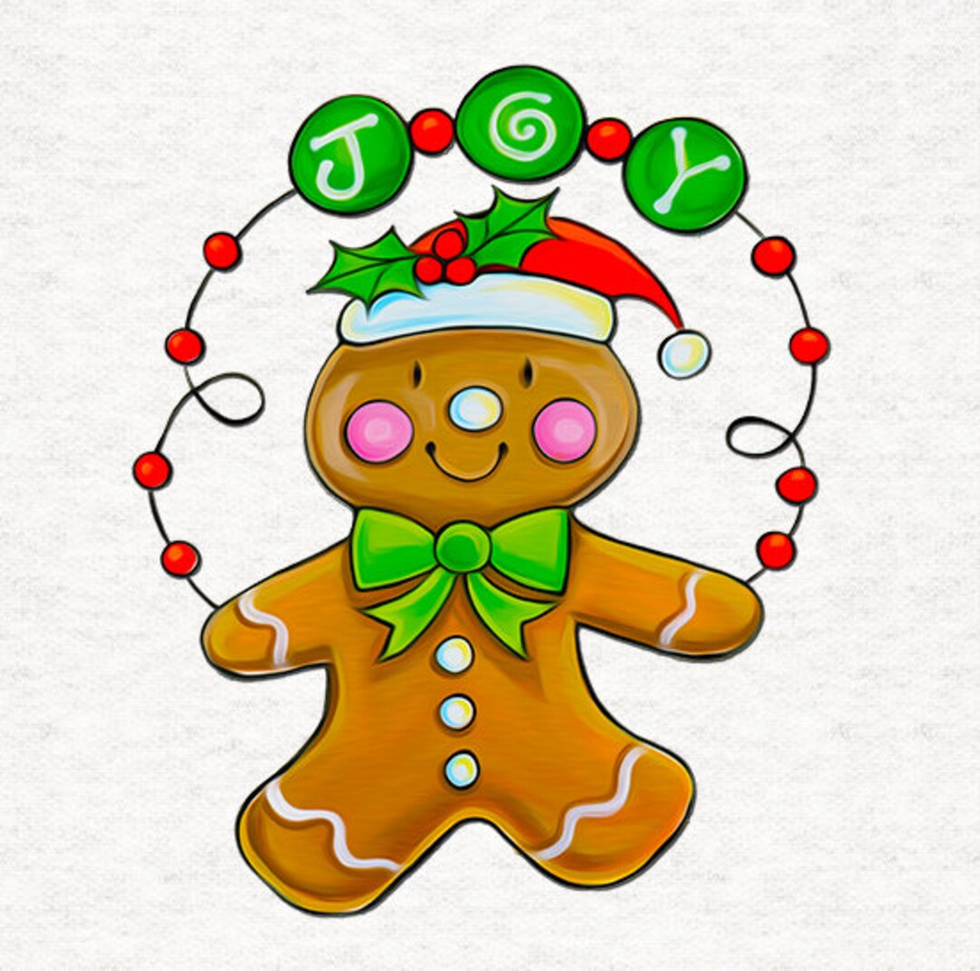 Gingerbread Man With Joy Banner | Fabric Craft Panels in 100% Cotton or ...