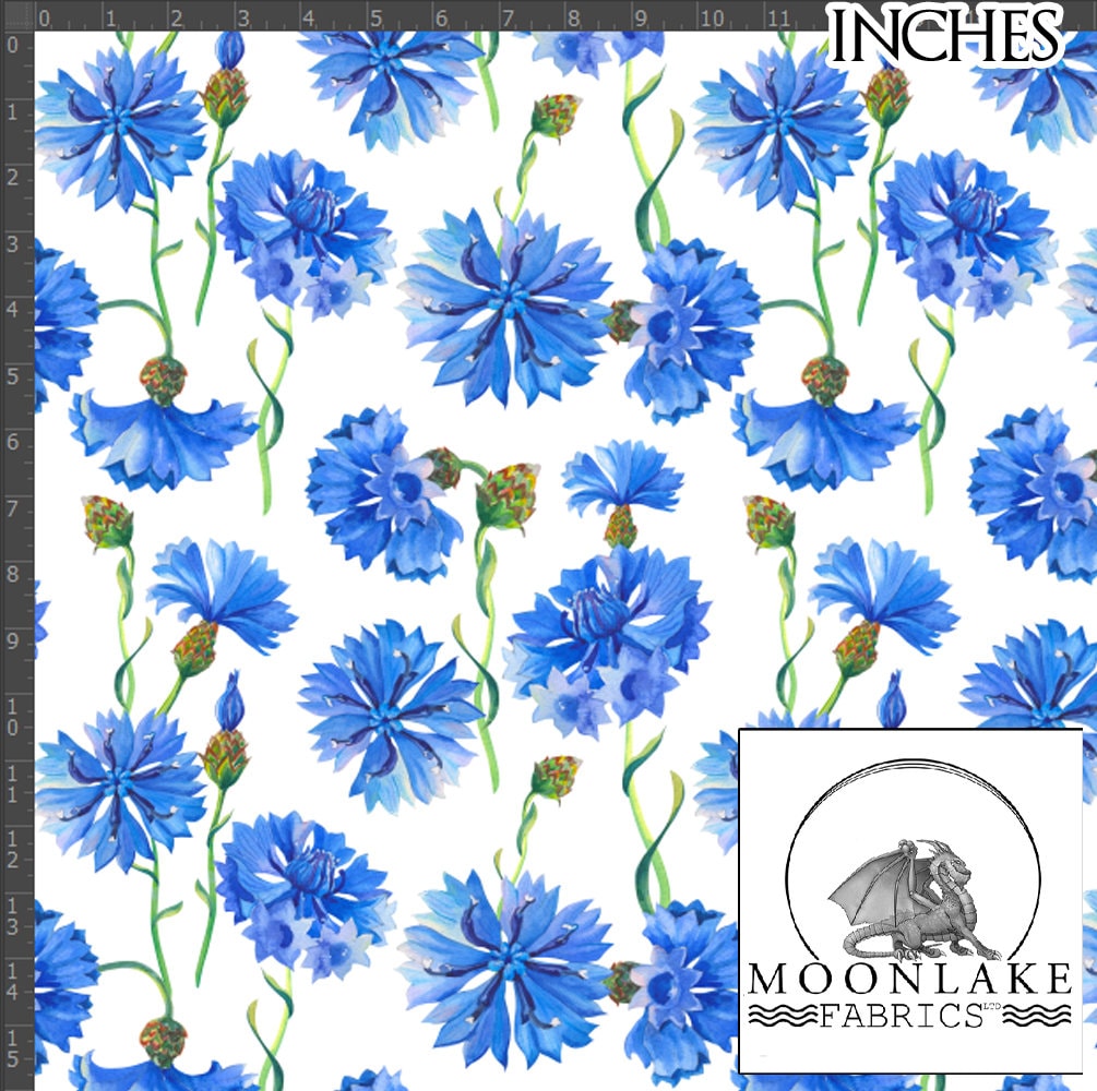 Cornflower Floral Fabric Two Sizes Fabric 100% Cotton 130gsm - Etsy