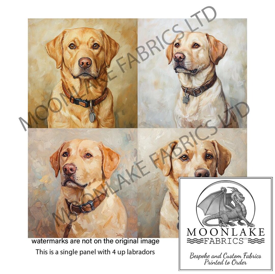 Labrador Dog Panel Single 4 up Image Panel, 100% Natural Cotton or ...