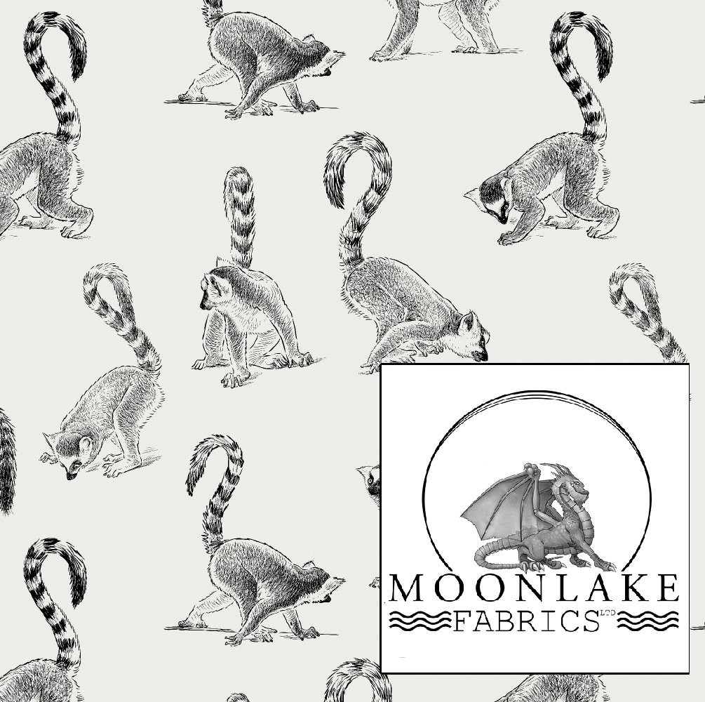 Lemur Madagascar Animal Repeat Pattern Fabric 100% Cotton 130gsm Poplin ...