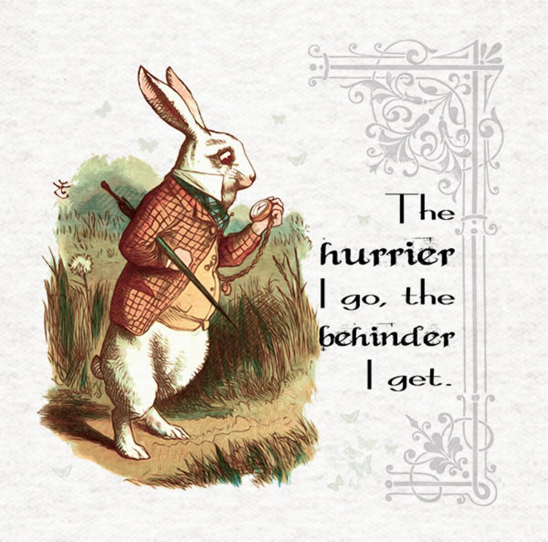 Vintage Alice White Rabbit Fabric Craft Panels 100% Cotton or Polyester ...