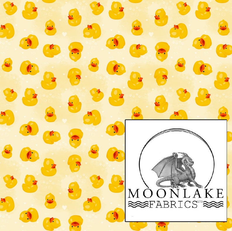 Duck, Rubber Ducky 3D Style Repeat 100% Cotton 130gsm Poplin - 4 Colour ...