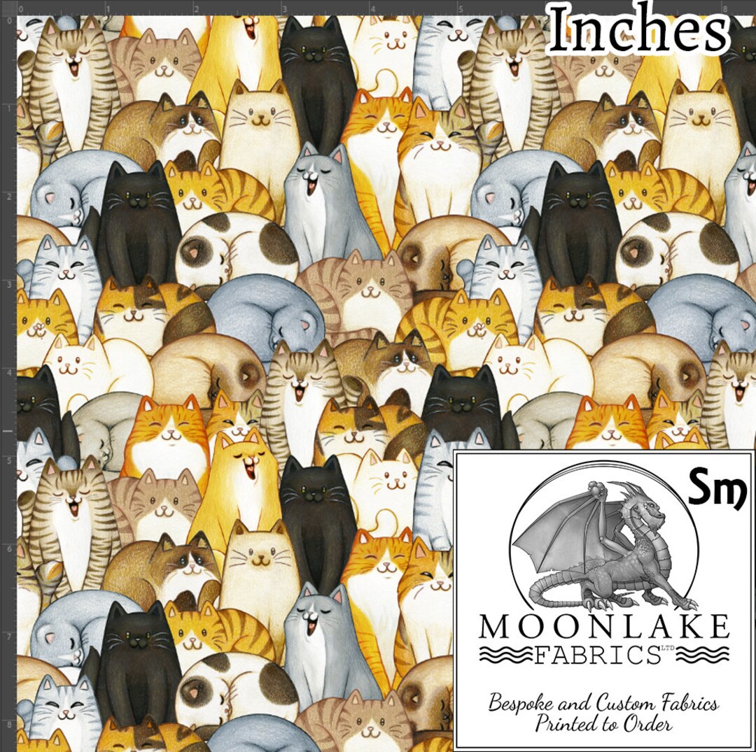 Crowded Cats Repeat Pattern 100% Quality Cotton Poplin Fabric - Size ...