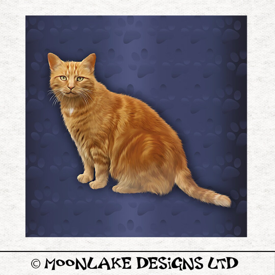 Ginger Cat Illustration on Purple Background| Upholstery | Sewing ...
