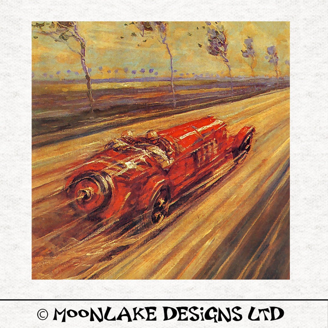 Vintage Red Racing Car Fabric Panel,fabric Craft Panels in 100% Cotton ...