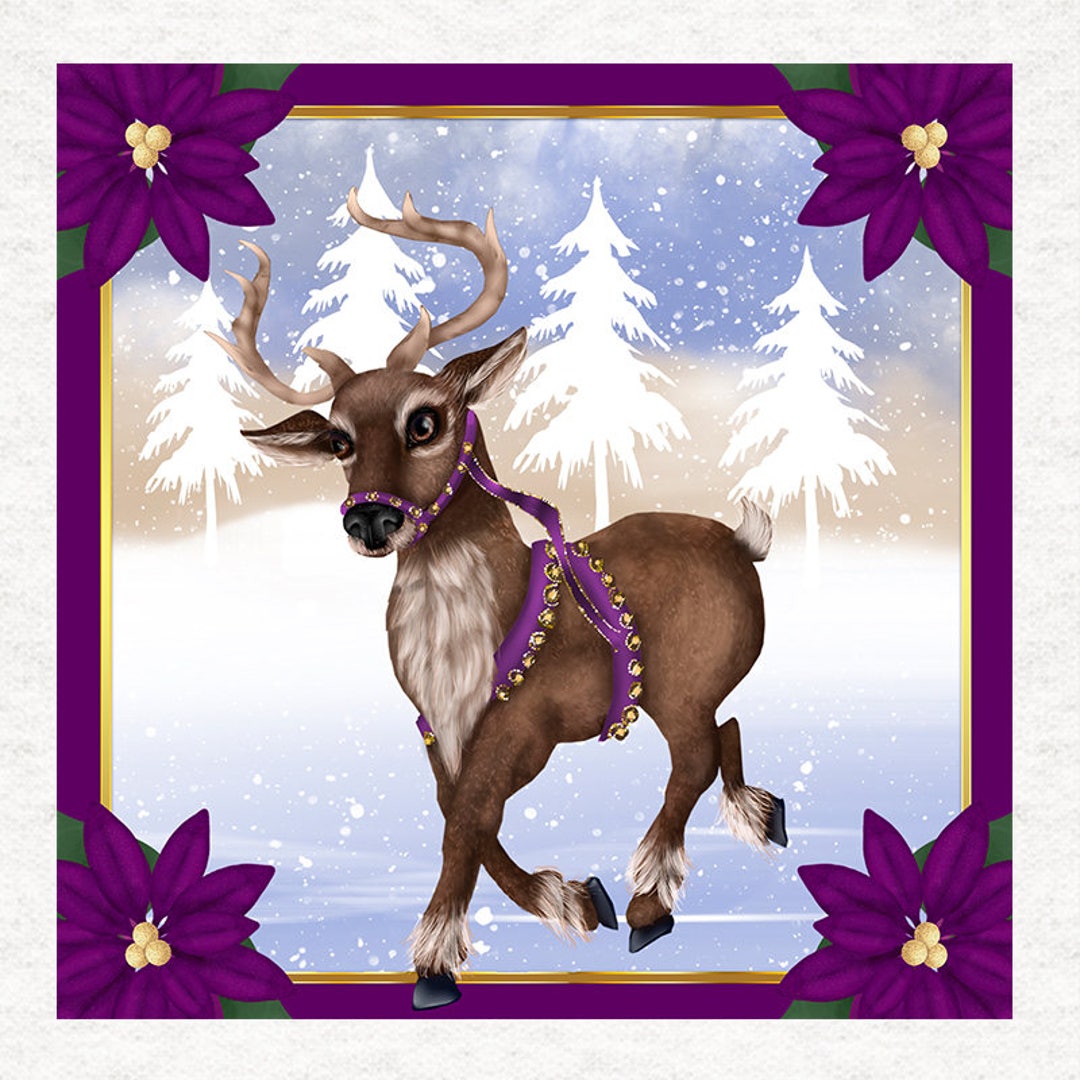 Reindeer Christmas Fabric Panel | Fabric Craft Panels 100% Cotton or ...