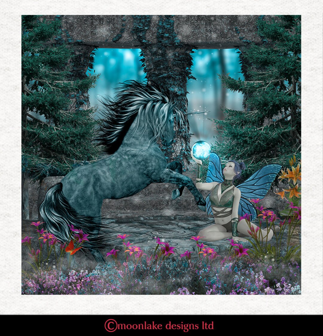 Unicorn and Fairy, the Astral Gazer's . Unicorn Fairy Fantasy Fabric ...