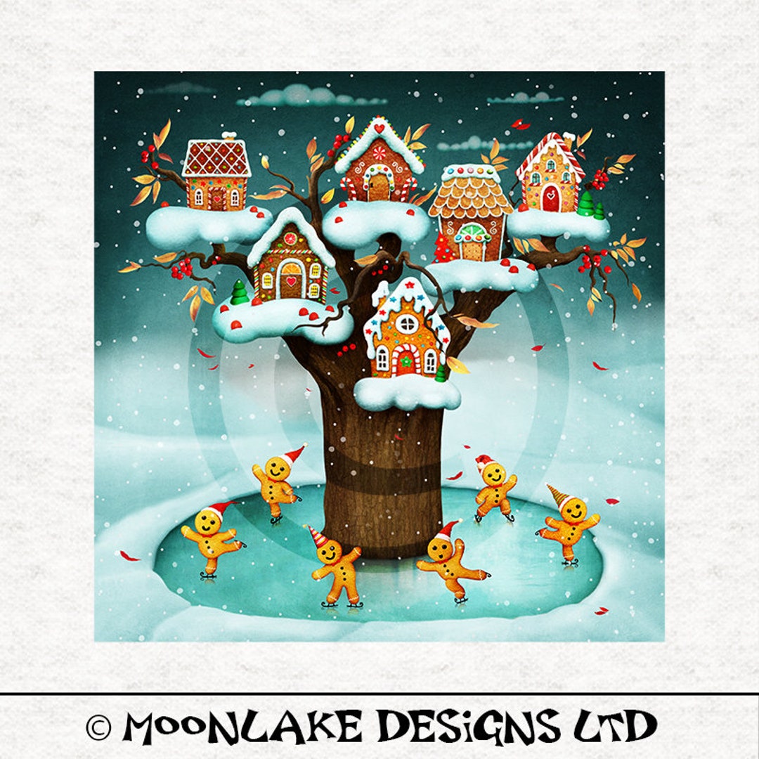 Gingerbread Town, Winter Holiday Fun, Fabric Craft Panels 100% Cotton ...
