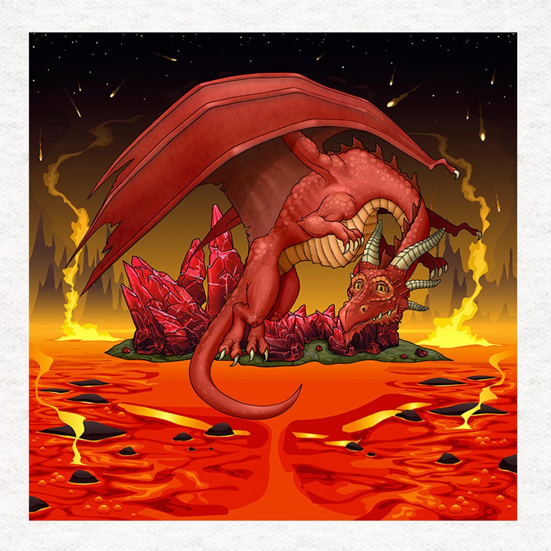 Dragon Fantasy, Red Fire Dragon Fun -fabric Craft Panels 100% Cotton or ...