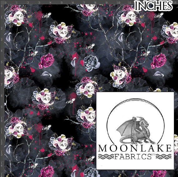 Skull and Rose Vampire Repeat Pattern Gothic Fabric 100% - Etsy