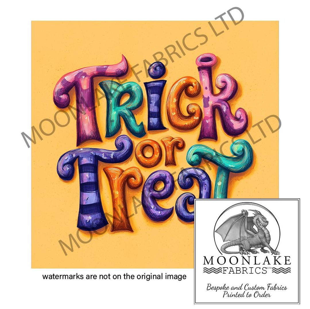 Trick or Treat Words Halloween, Fabric Craft Panels 100% Cotton or ...