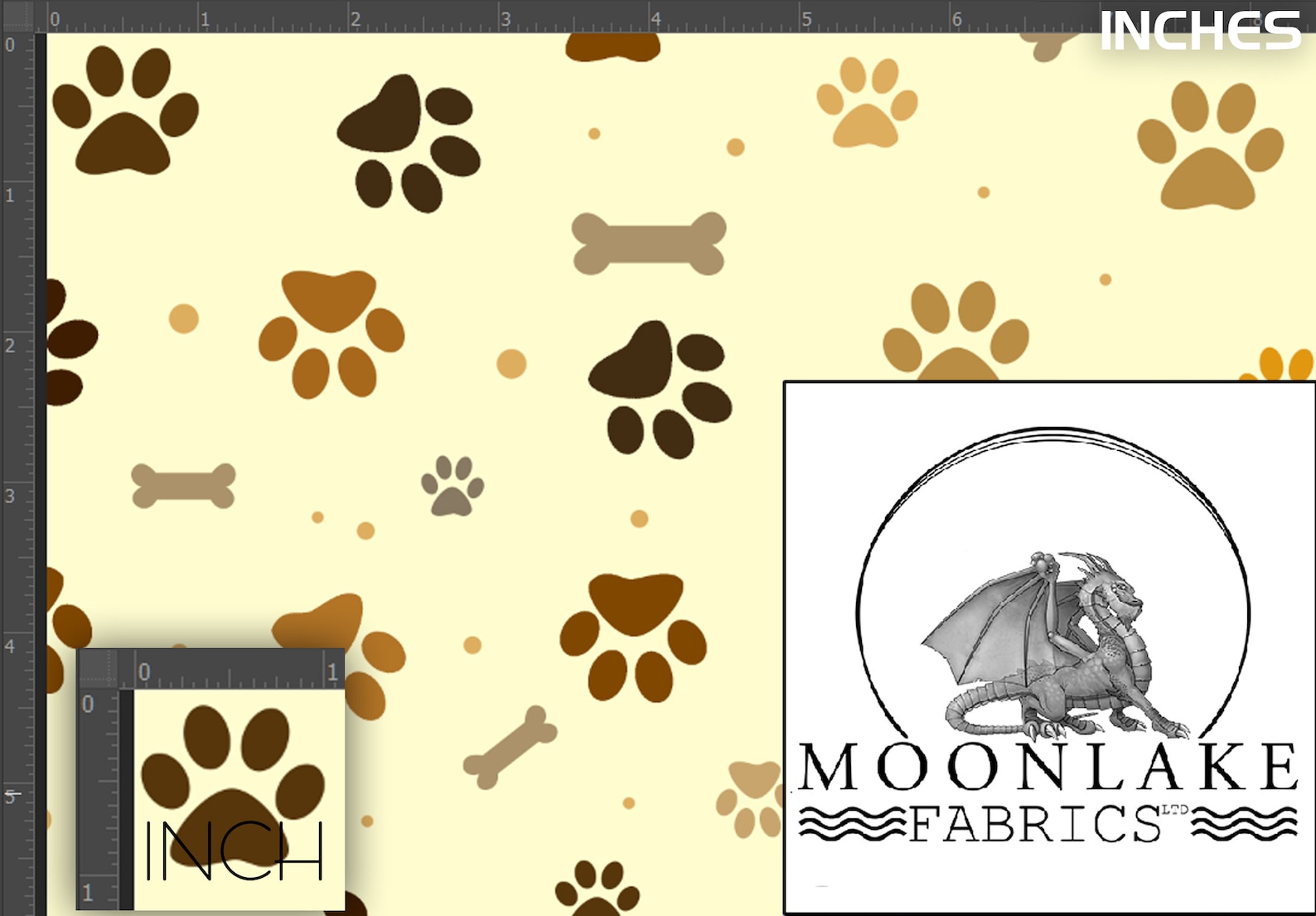 Dog Paw Prints With Bones in Cream and Browns 100% Cotton - Etsy