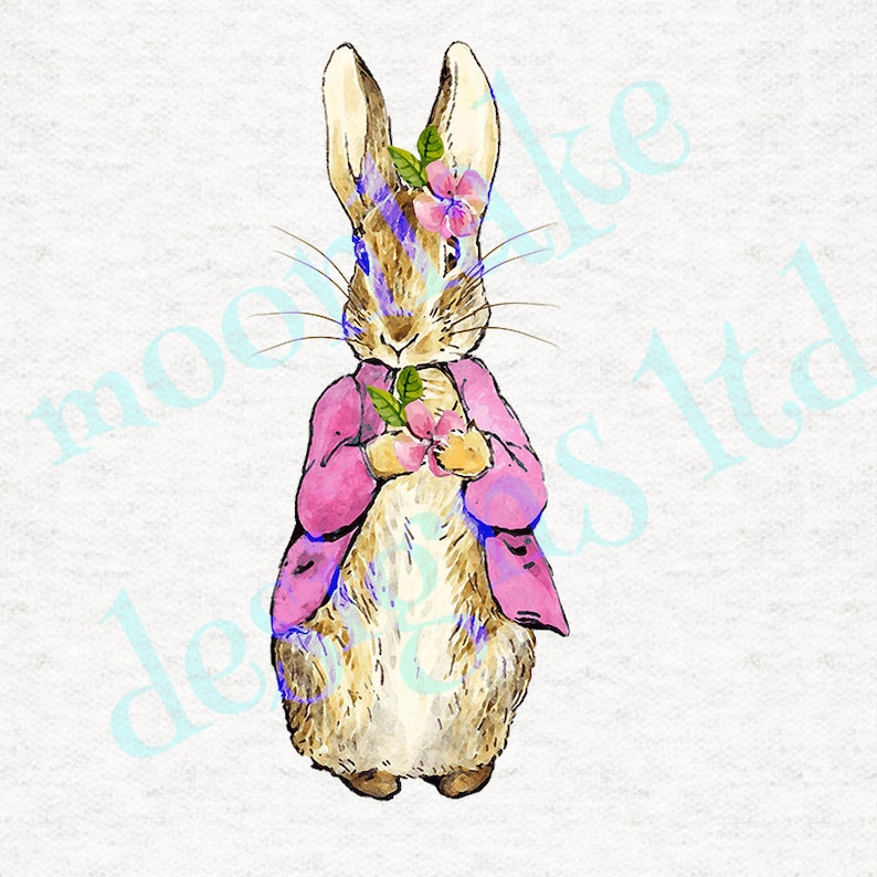 Peter Rabbits Sister Flopsy, in Her Pink Coat and Flowers Fabric Craft ...