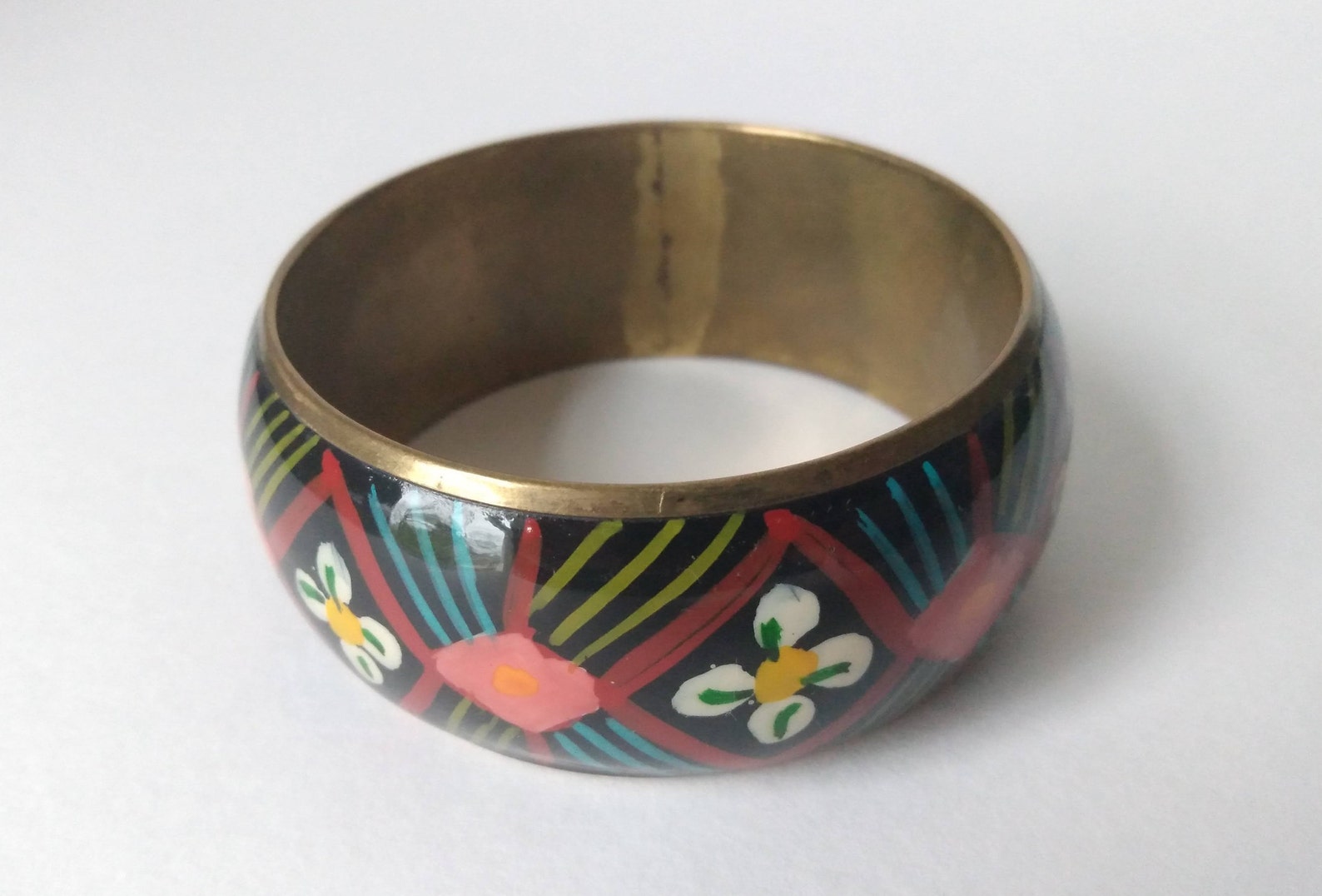 Brass Bangle Colourful Hand Painted on Metal Lacquered - Etsy