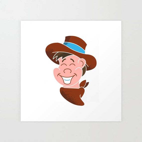 Retro Cowboy Kid 8x8 Art Print free US Shipping - Etsy