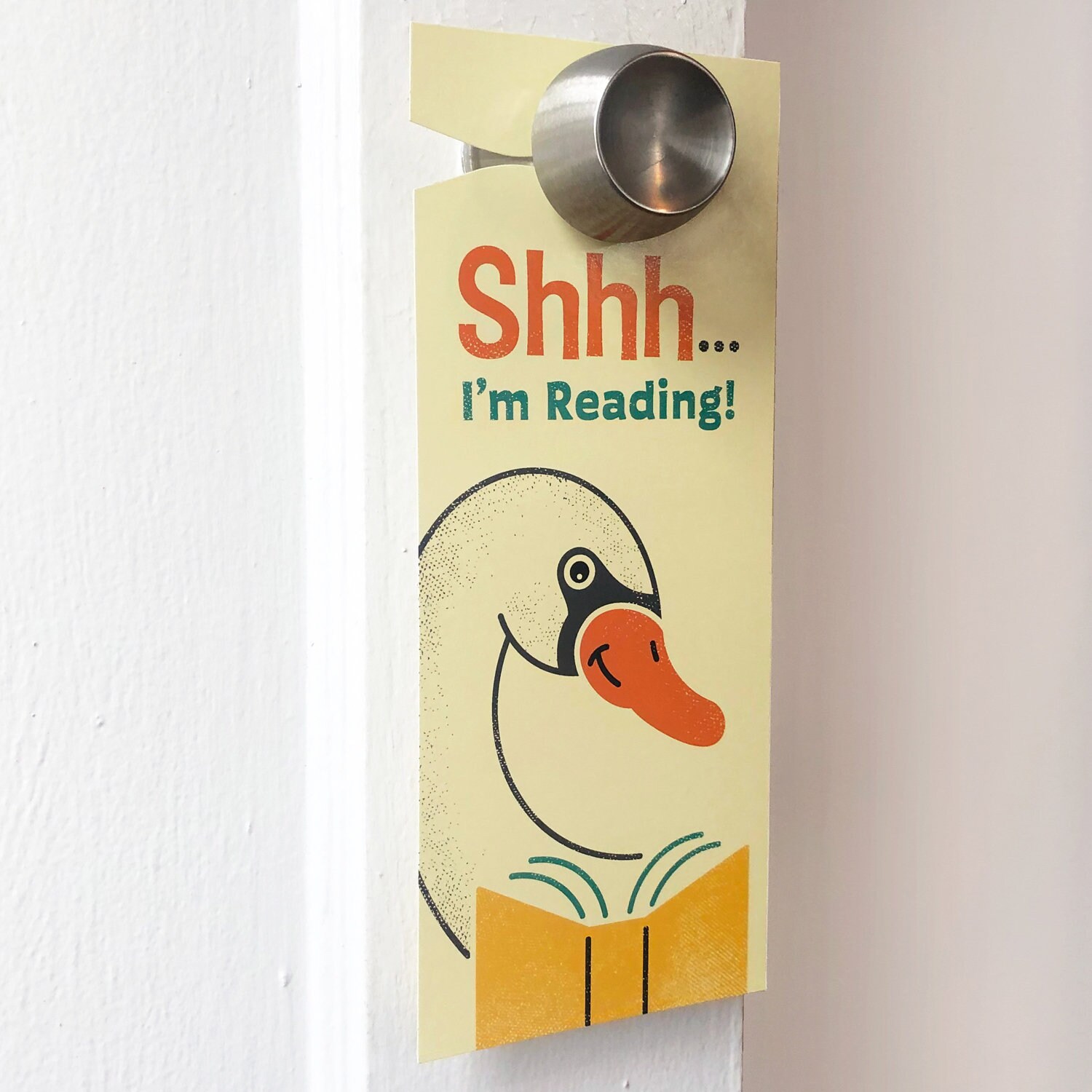 Do Not Disturb Door Hanger, A Swan Reading A Book (free US Shipping ...