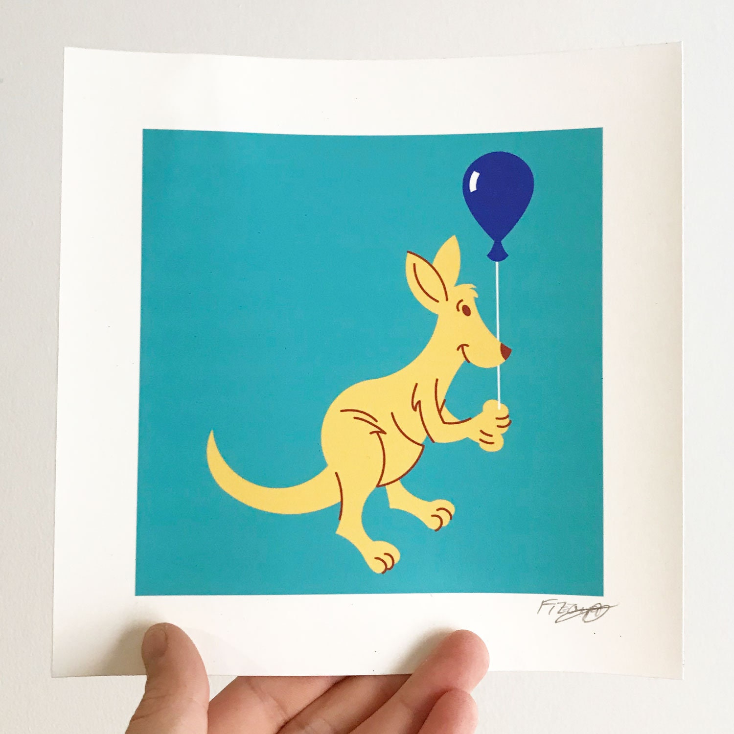 Kangaroo With A Balloon 8"x8" Art Print (free US Shipping!) by Eddie ...