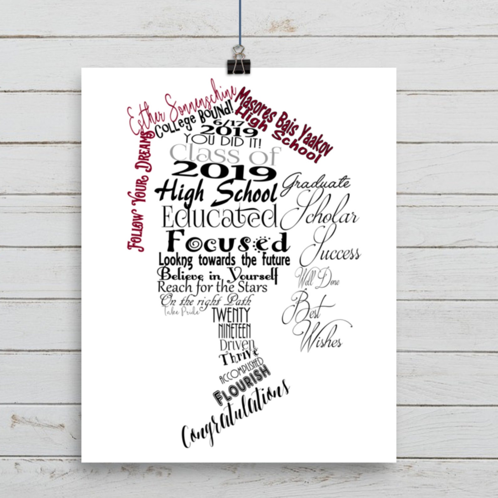 Personalized Graduation Gift Class of 2020 Graduation Art | Etsy