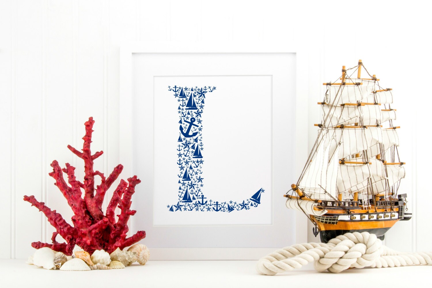Nautical Alphabet Letter Art Letter Wall ArtBaby Nursery | Etsy