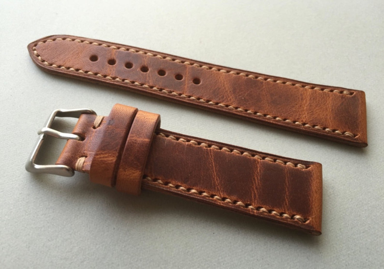 Horween Natural Derby Leather Watch Strap 18mm 19mm 20mm - Etsy