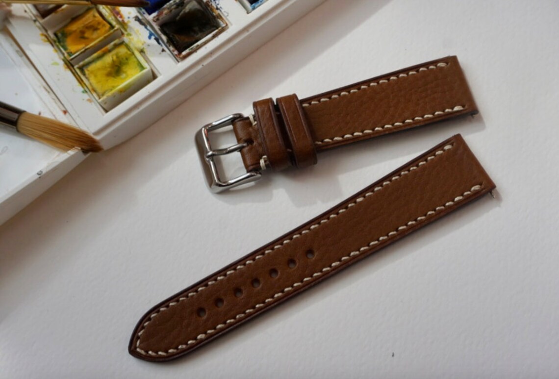 Whiskey Minerva Box Leather Custom Watch Strap 16mm 17mm | Etsy