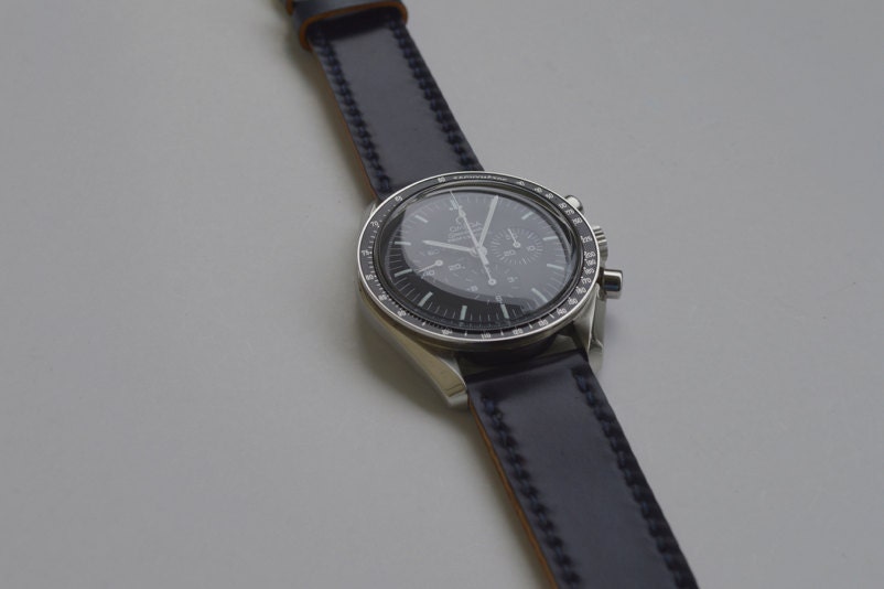 Horween Shell Cordovan Watch Strap Navy Blue in 18mm 19mm - Etsy