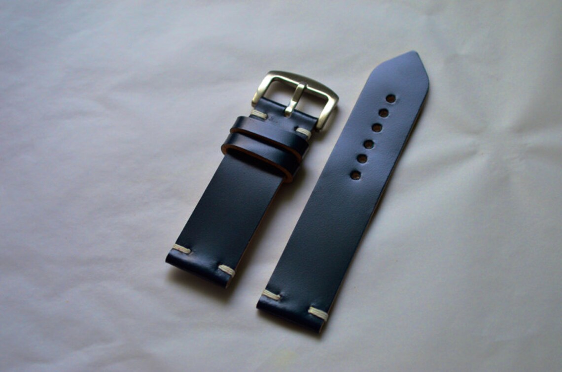 Horween Navy Blue Shell Cordovan Watch Strap 16mm 18mm 19mm - Etsy