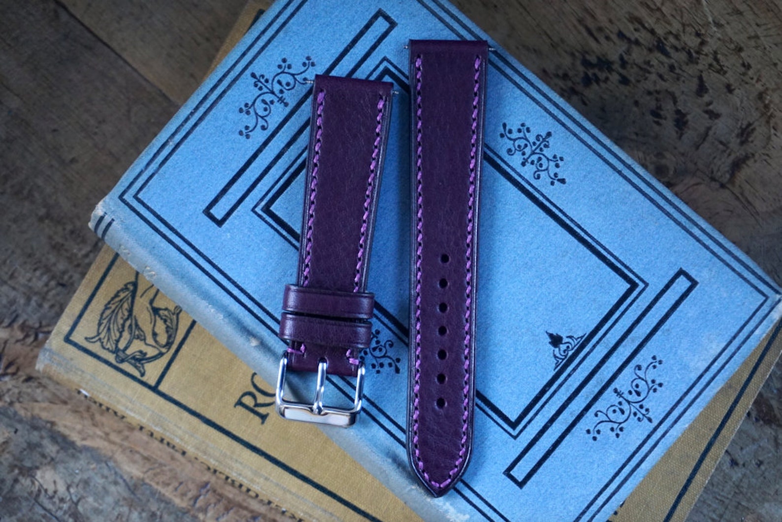 Custom Burgundy/ Violet Watch Strap 16mm, 17mm, 18mm, 19mm, 20mm, 21mm ...