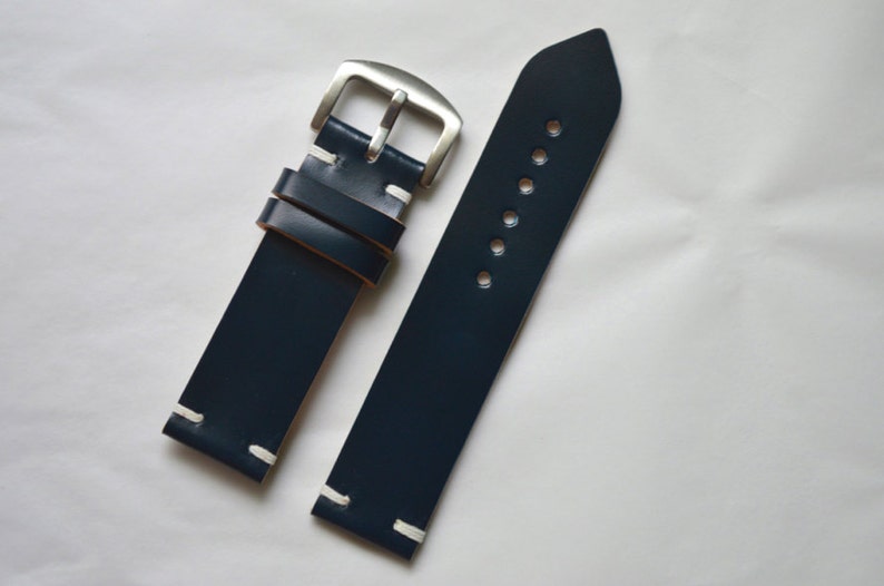 Horween Navy Blue Shell Cordovan Watch Strap 16mm 18mm, 19mm, 20mm 21mm ...