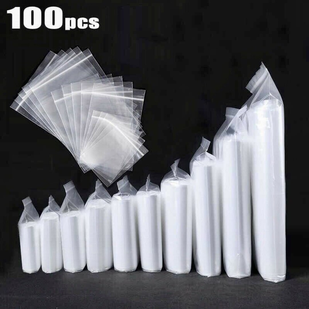 100 Clear Reclosable Zip Lock Plastic Ziplock Bags Poly Zipper Jewelry ...