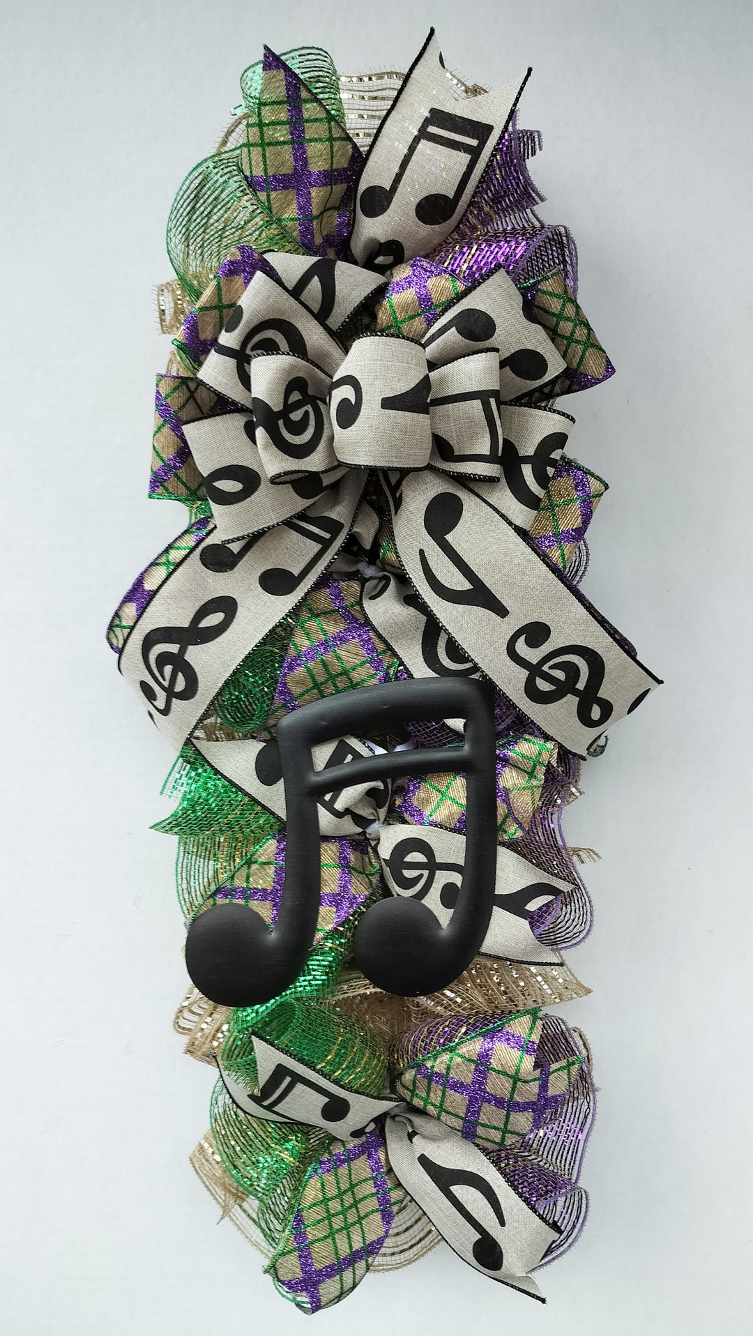 25 Inch Mardi Gras Music Note Door Swag Wreath - Etsy
