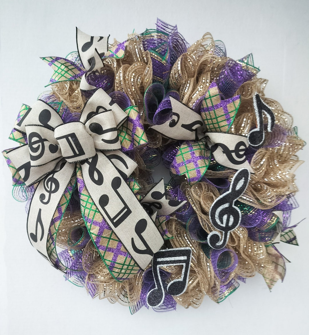 22 Inch Mardi Gras Music Notes Wreath - Etsy