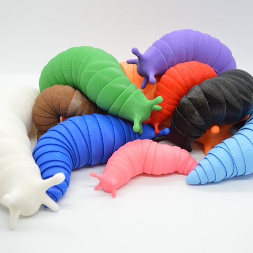 3D Printed Articulated Fidget Slug Toy Various Colors - Etsy