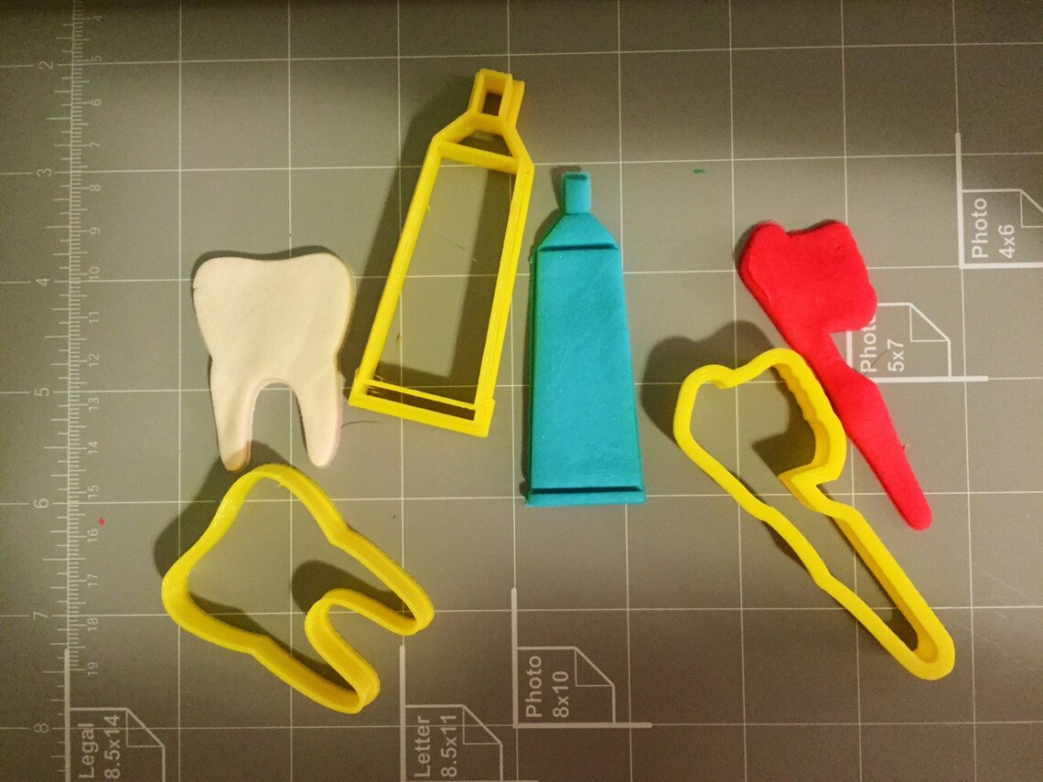 Tooth Toothbrush and Toothpaste Cookie Cutter set Fast - Etsy