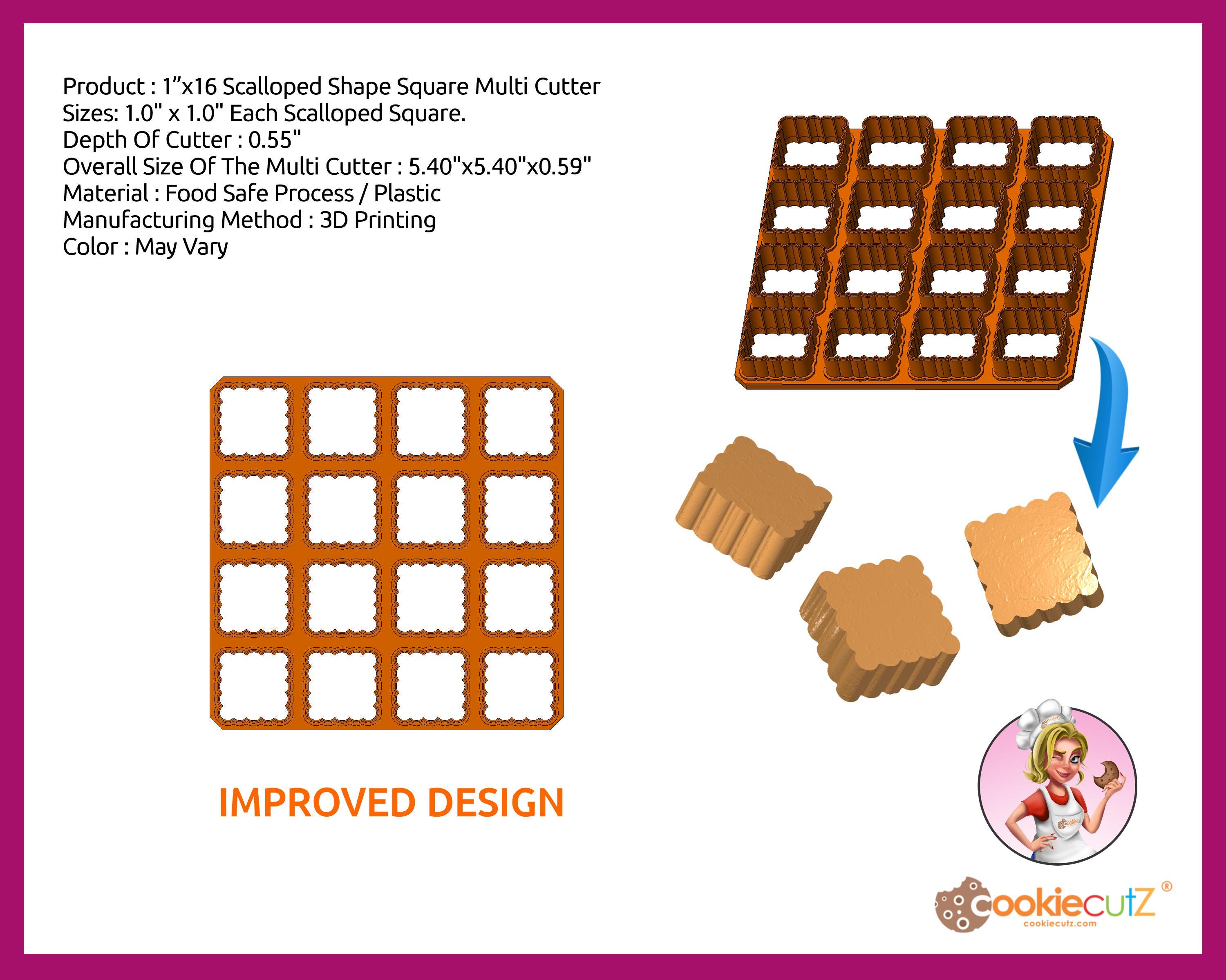 1”x16 Scalloped Square Shape Multi Cutter - Fast Shipping - Sharp Edges ...