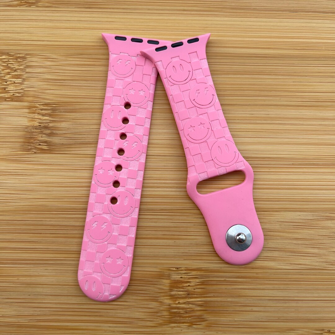 Smiley Face Silicone Band Laser Engraved Apple Watch Compatible Smile ...