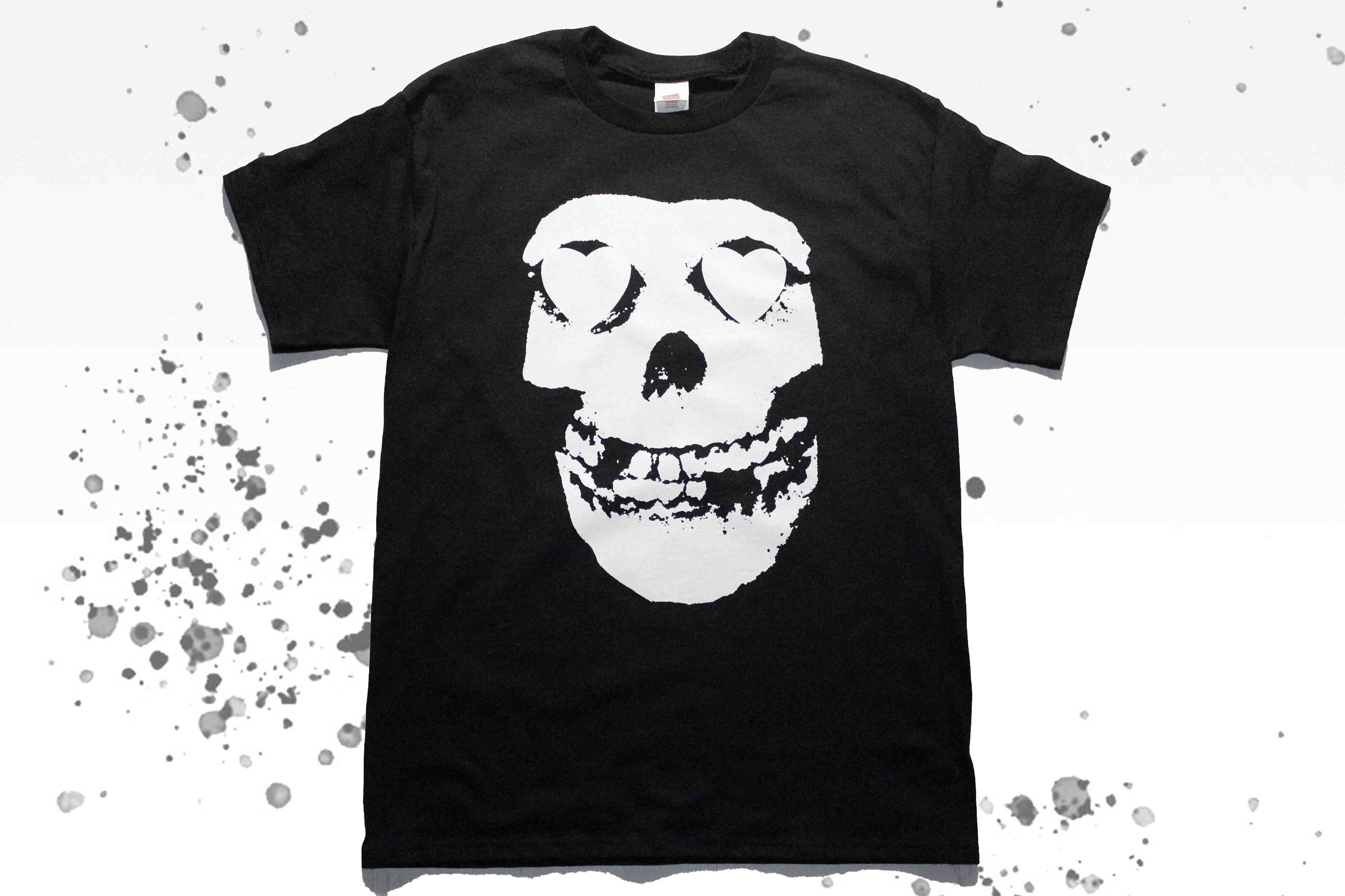 THE MISFITS Heart Eyes Hand Silk Screen Print Fiend Skull Horror Punk ...